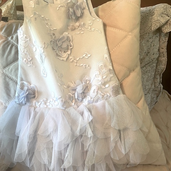 Biscotti | Dresses | Powder Blue 2t Floral Dress With Tulle Ruffles ...